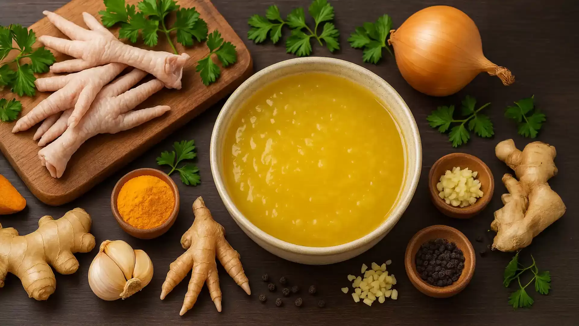 Colagen natural din picioare de pui cu turmeric, ghimbir și piper negru
